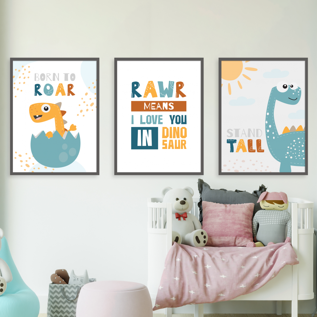 Dinosaur Bedroom Wall Art - Dinosaur Decor - Dinosaur Nursery Decor ...